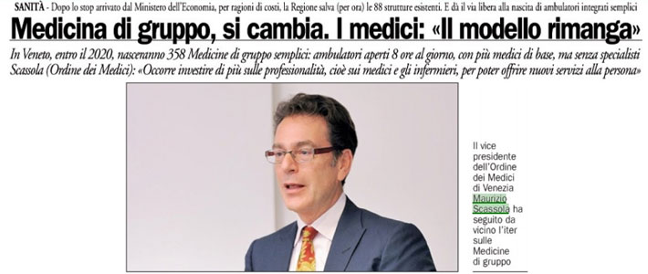 Medicine di gruppo: Scassola fa il punto su Gente Veneta | OMCeO Venezia